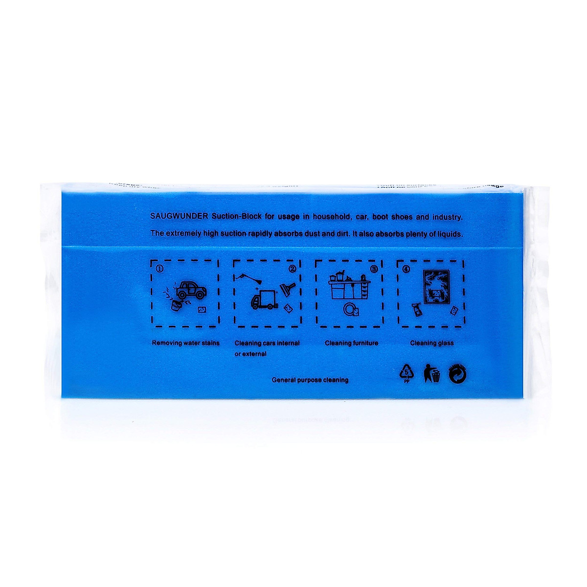 SAUGWUNDER Cleaning Sponge Super Absorbent Water Durable ^~ You Know 17.5×7.5×3.5 cm[6.9 x 3 x 1.38 inches] Use for Household Clean Cars/Boats The dust and Dirt on Furnitures,Bathtubs&etc. (Blue)