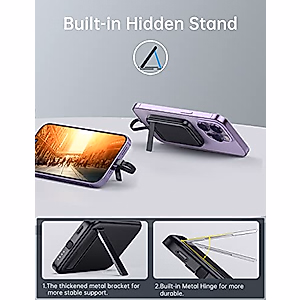 EMNT Small Magnetic Portable Charger for iPhone,5200mAh Mini Power Bank with Built-in Cable/Metal Stand, Battery Pack Compatible with iPhone 14/14 Plus/Pro Max/13/12/11/XS/XR/X/8/7/6/6s/Airpods More 5