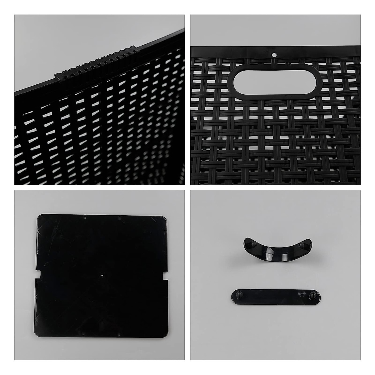 Ucake 42 L Plastic Storage Basket, Folding Laundry Hamper, Black, 2 Packs