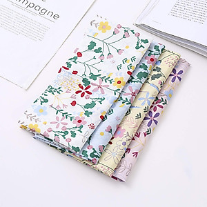HOULIFE 4/8 PCS Women Cotton Floral Handkerchiefs 100% 60S Elegant Flower Print Hankies for Ladies Girls Wedding Party