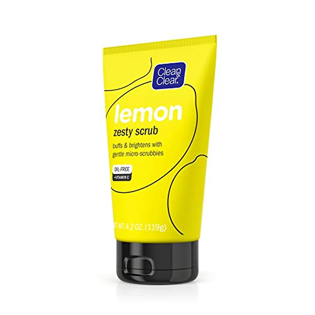 Clean & Clear Lemon Zesty Brightening Facial Scrub, Vitamin C, Lemon Extract & Gentle Micro-Scrubbies to Buff & Brighten Skin & Reduce Shine, Oil-Free Daily Face Cleansing Scrub, 4.2 Oz