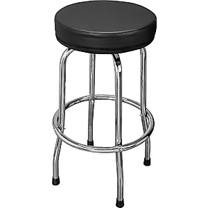 Torin ATRP6185B Swivel Bar Stool: Padded Garage/Shop Seat with Chrome Plated Legs, Black