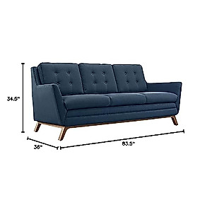 Modway Beguile Mid-Century Modern Sofa With Upholstered Fabric In Azure