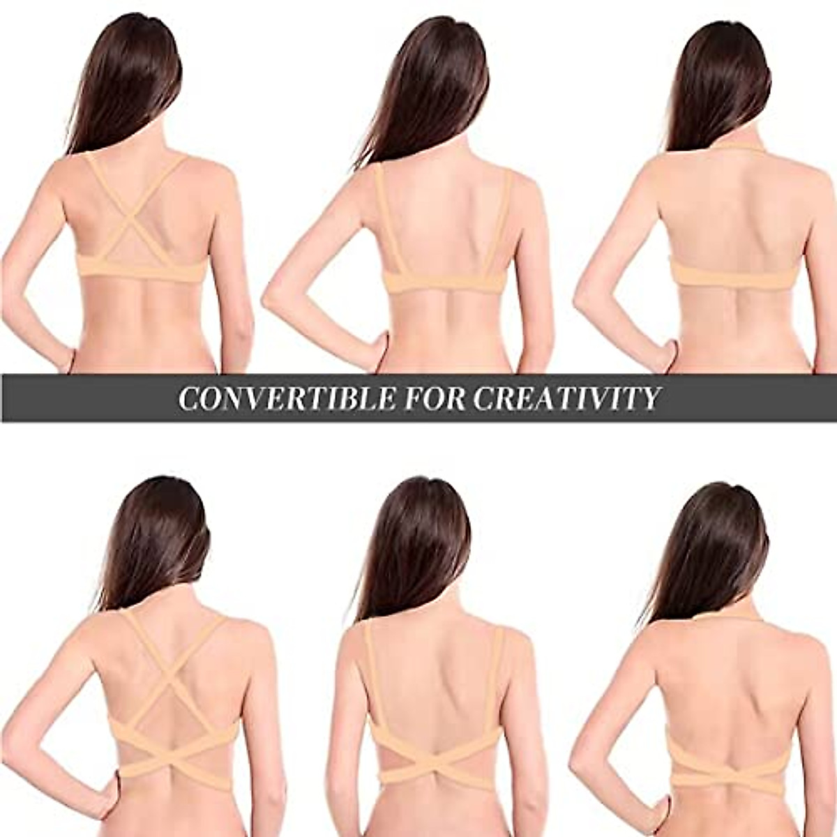 Ruzishun Women's Deep U Multi-Way Push Up Convertible Low Cut Plunge Bra Everyday Bras(Nude,40C)