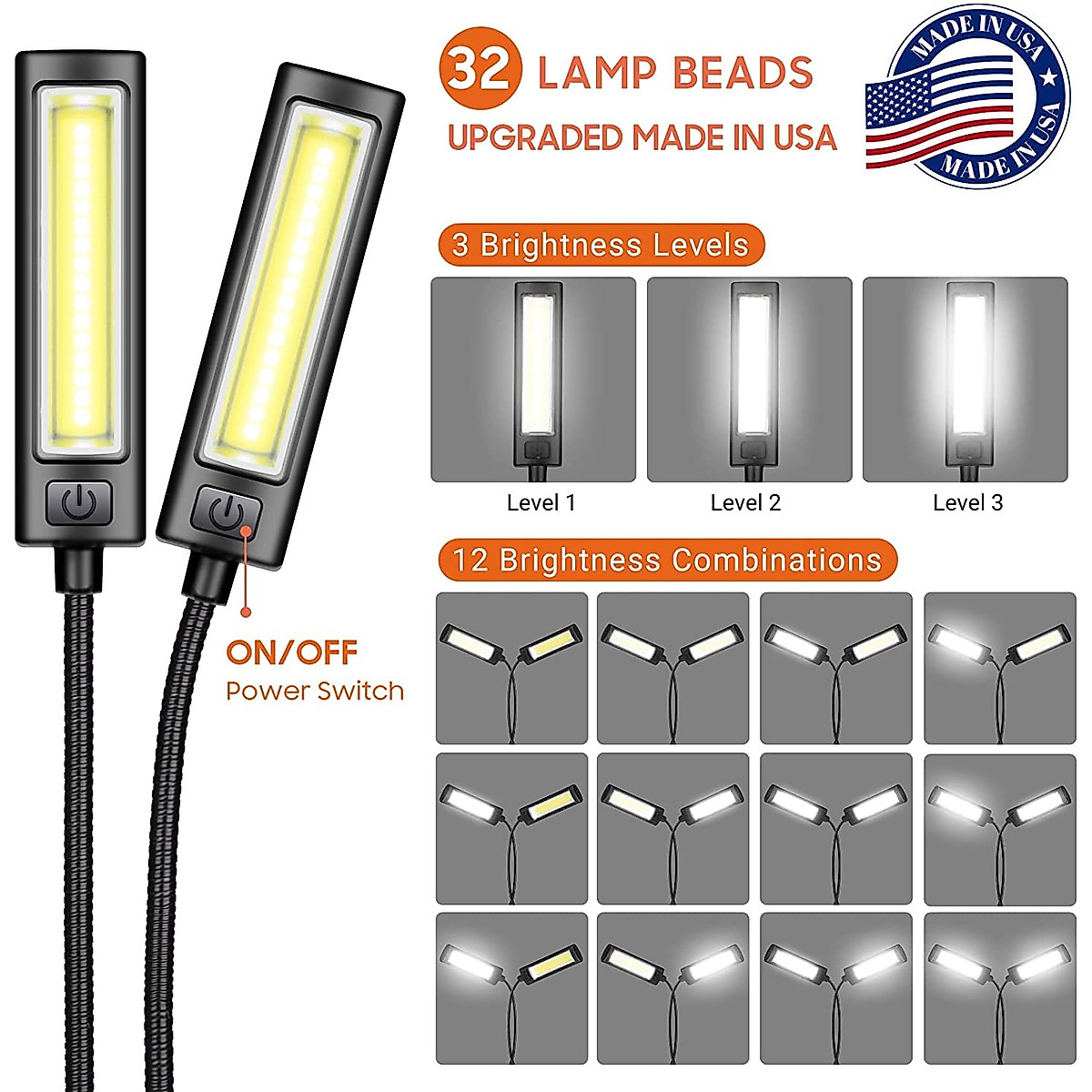 CAHAYA Music Stand Light Clip on Battery Powered Reading Lamp Book Light for Bookworms Guitar Piano Keyboard Players CY0243