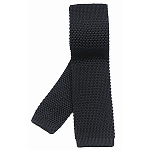 Kihatwin Jet Black Ties Woven Casual Preppy Stylish Necktie for Tall and Big Men or Boys