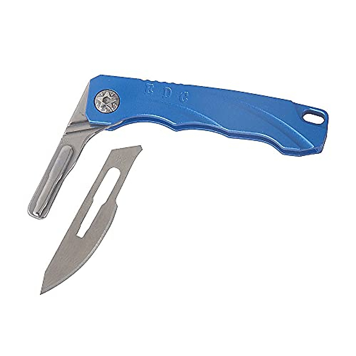 Tungyi Daily Pocket Folding Utility Knife with Key Ring and 10 Replaceable Quick Change Blades, Ultra Compact and Lightweight (Blue)
