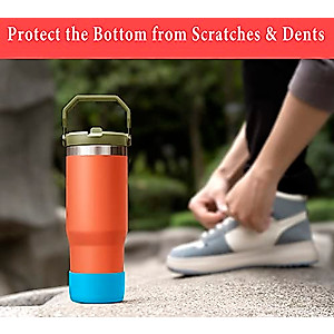 2Pcs Protective Silicone Boot For Stanley Quencher Tumbler 30 oz 40 oz & IceFlow 20oz 30oz & Hydro Flask Water Bottle 12-24oz & Simple Modern 40 oz Tumbler- Cup Bottom Sleeve - Stanley Cup Accessories