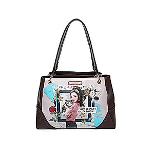 Nicole Lee FASHION LOVE CAT PRINT SATCHEL