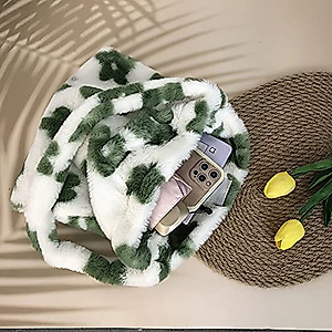 Fluffy Tote Bag Y2K Purse Cute Long Strap Furry Purse Fluffy Plush Bag Women Plush Shoulder Bag