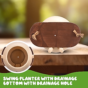 Domensi 2 Pcs Swing Hanging Planter Cute Planter Pots for Outdoor Plants Indoor Face Hanging Head Succulent Pots for String Resin Lovely Flower Pots Plant Hanger Indoor with Drainage Hole Gifts