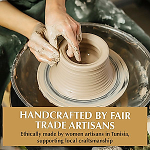 Kamsah Tagine Pot for Flavor Enrichment - Clay Pot for Cooking (12”, 5.5 QT) - Moroccan Ceramic Pots for Cooking w/Lid & Serving Bowl -Large Handmade Cookware, Bohemian Turquoise, Non-Stick, Lead-Free