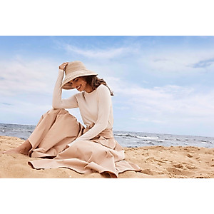 Solbari Holiday Sun Hat - UPF50+ Reversible, Foldable & Packable UV Sun Protection Hat with Full Coverage Brim and Adjustable Drawcord, Natural/Beige Under Brim, Small-Medium