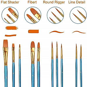 Acrylic Paint Brush Set, (20 Packs /200 pcs) Nylon Hair Brushes for Oil and Watercolor, Perfect Suit of Art Painting, Best Gift for Painting Enthusiasts.