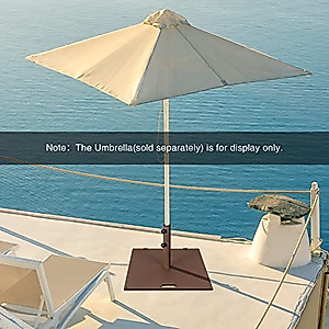 Tangkula 50 LBS Patio Umbrella Stand, Heavy Duty Umbrella Stand w/Wheels & Handle, Fits for 1.6’’-1.9’’ Umbrella Pole, Outdoor Square Umbrella Base for Deck, Pool, Garden, Backyard (Bronze)