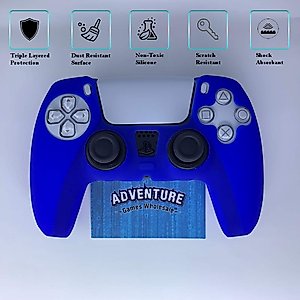 Sapphire Blue - Silicone Controller Skin Grip Anti-Slip Cover Protector Case - Compatible with PS5 DualSense Controller