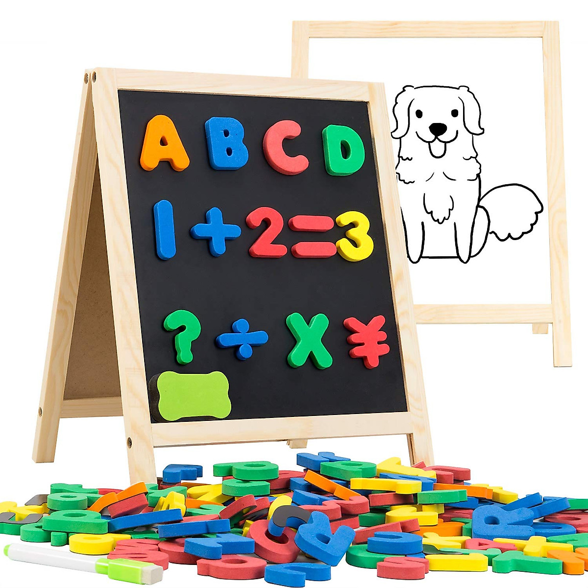 INNOCHEER Magnetic Letters and Numbers for Toddlers, Magnetic Board for Kids, ABC Alphabet Magnets, Educational Dry Erase Board - Whiteboard & Chalkboard for Toddlers Writing & Drawing Kids Toys