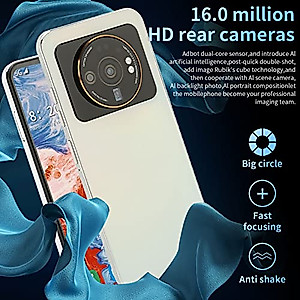 Zopsc M12S Ultra 6.5 inch Smartphone for Android 12 Water Drop Unlocked Smartphone WiFi 5G Network 6 256GRAM 16MP 8MP 4000mAh GPS Support, White