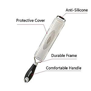 ALLTOP Lemon Zester, Hand-held Stainless Steel Food Grater,Pro Kitchen Tool for Cheese Parmesan Vegetable Ginger Garlic Nutmeg Citrus Lime Orange Chocolate Fruit - Fine Shredder