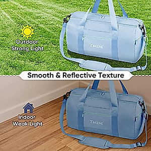 BALEINE Gym Bag for Women and Men, Small Duffel Bag for Sports, Gyms and Weekend Getaway, Waterproof Dufflebag with Shoe and Wet Clothes Compartments, Lightweight Carryon Gymbag (Azure)