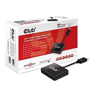 Club3D DisplayPort 1.2 to 3 DisplayPort Multi-Display MST Hub (CSV-5300A)