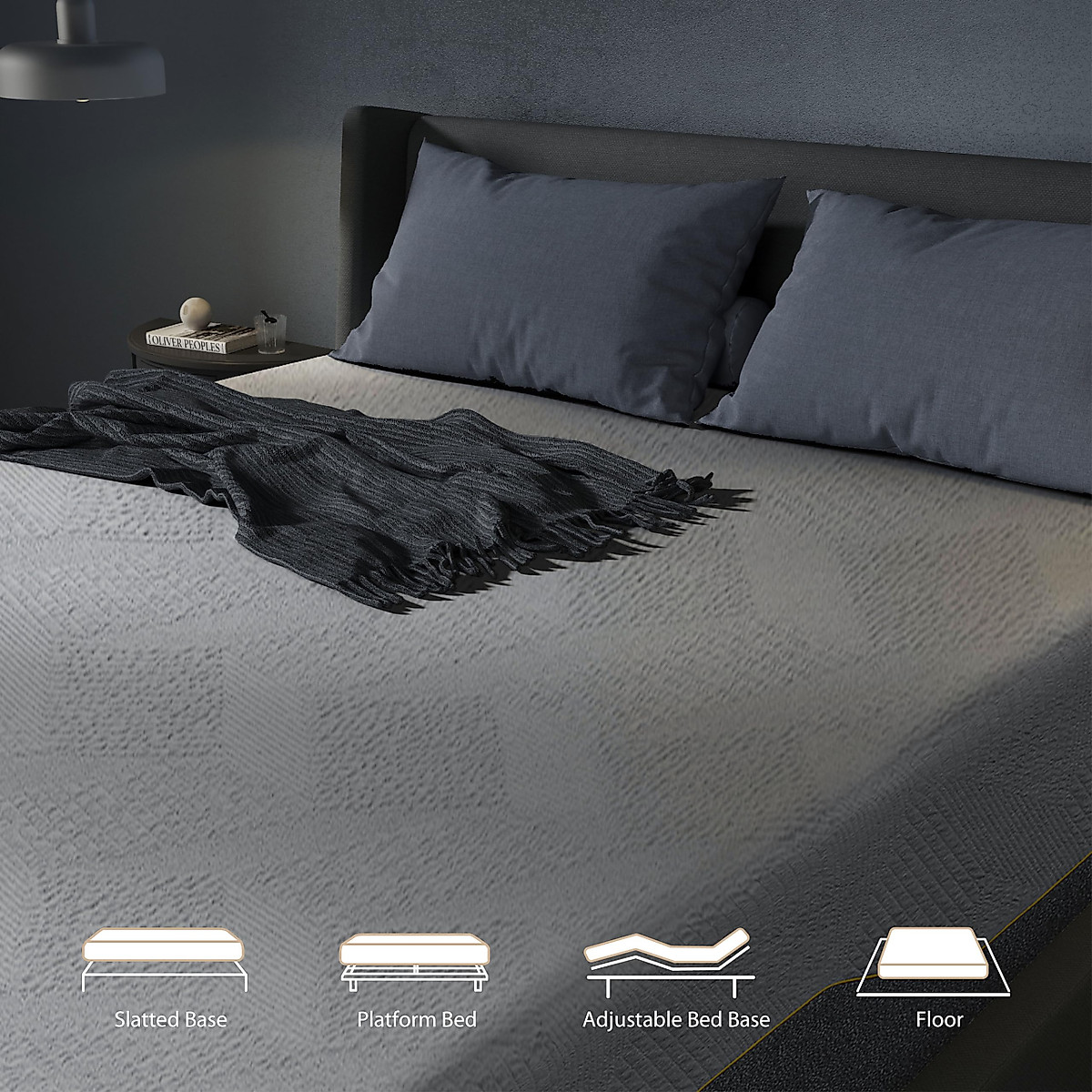 Dyonery 14 Inch King Mattress, Green Tea Memory Mattress in a Box, CertiPUR-US Certified Fibreglass Free Double Mattress, Medium, 76"×80"