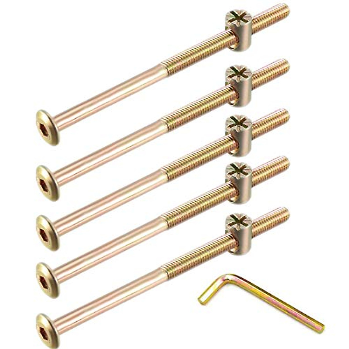 SpeedDa M6x110mm Thread Hex Key Drive Socket Furniture Bolt w Barrel Nut Bolt Nuts Assortment Kit for Furniture Cots Beds Crib and Chairs(Pack of 16)