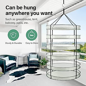 iPower 3 Feet 6 Layer Herb Drying Rack Hanging Dry Net with Foldable Heavy Duty Rings and Carrying Bag, Detachable 2-Pack, Green