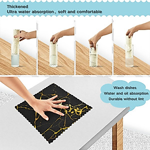 Dish Cloths Dish Towels Kitchen Towels 6 Pack Sets Absorbent Golden Black Mable Soft Decorative Reusable Nonstick Oil Washable
