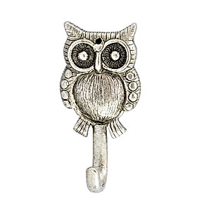 Small Owl Wall Hook, Set of 3, Silver HK-618AS