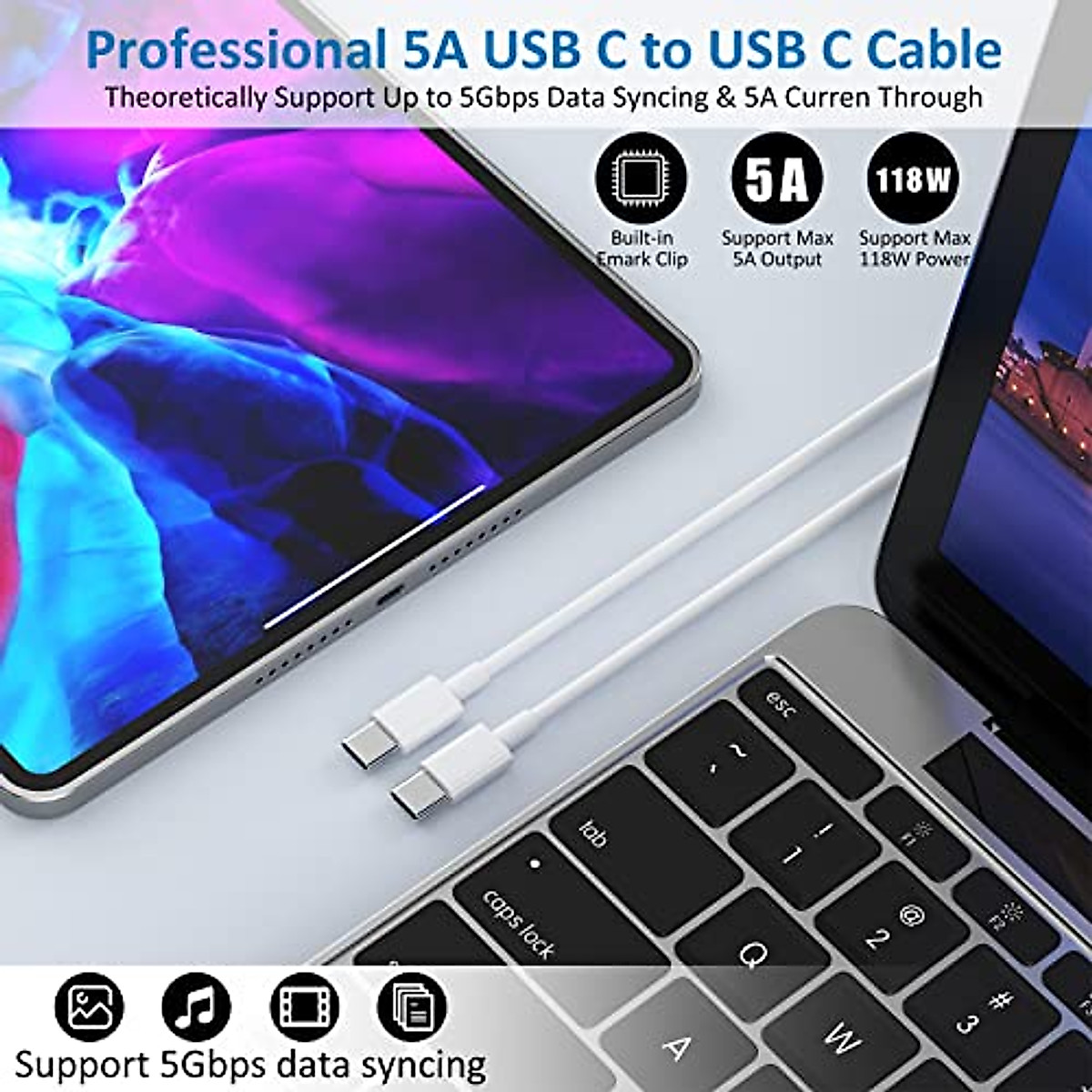 Mac Book Charger - 10ft 118W Mac Book Pro Charger, Mac Book Air Charger, USB C Charger Compatible for MacBook Pro 16 15 14 13 Inch, MacBook Air 15 13 Inch, Ipad, Samsung and All USB C Devices