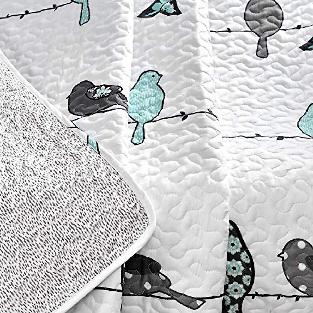 Lush Decor Rowley Birds Throw Blanket, 50" x 60", Blue & Gray