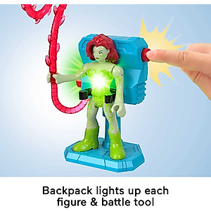 Fisher-Price Imaginext DC Super Friends Preschool Toys Batman Battle Multipack 9-Piece Figure Set with Light-Up Backpack for Ages 3+ Years