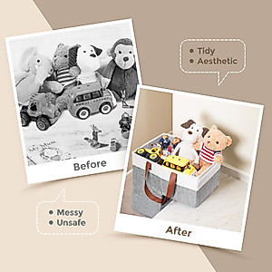 Puricon Stair Basket for Carpeted and Wooden Stairs, Flax Foldable Stair Step Basket with Drawer and Leather Handles, Staircase Storage Organizer for Home Toys Clothes