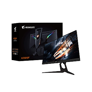 GIGABYTE AORUS KD25F 25" Frameless Esports Grade Gaming Monitor, FHD 1080p, 100% sRGB Color Accurate TN/WLED Panel, .5 ms 240 Hz, G-SYNC Compatible and FreeSync, Height/Tilt/Swivel Adjustable, VESA