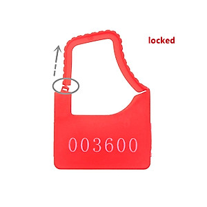 Numbered Security Plastic Padlock Seals Small Red 100 pcs per Bag