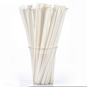 JITUUE Paper Straws Individually packaged - Eco-Friendly Party Supplies in Bulk for Restaurants - Perfect for Juices, Shakes, Smoothies, Ice Coffee & More(White,200 pcs）