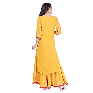 Trust of Deal Women's Rayon Kurti Hand Work Gotta Patti Palazzo Set, Yellow (as1, alpha, 3x_l, regular, regular, 3XL)