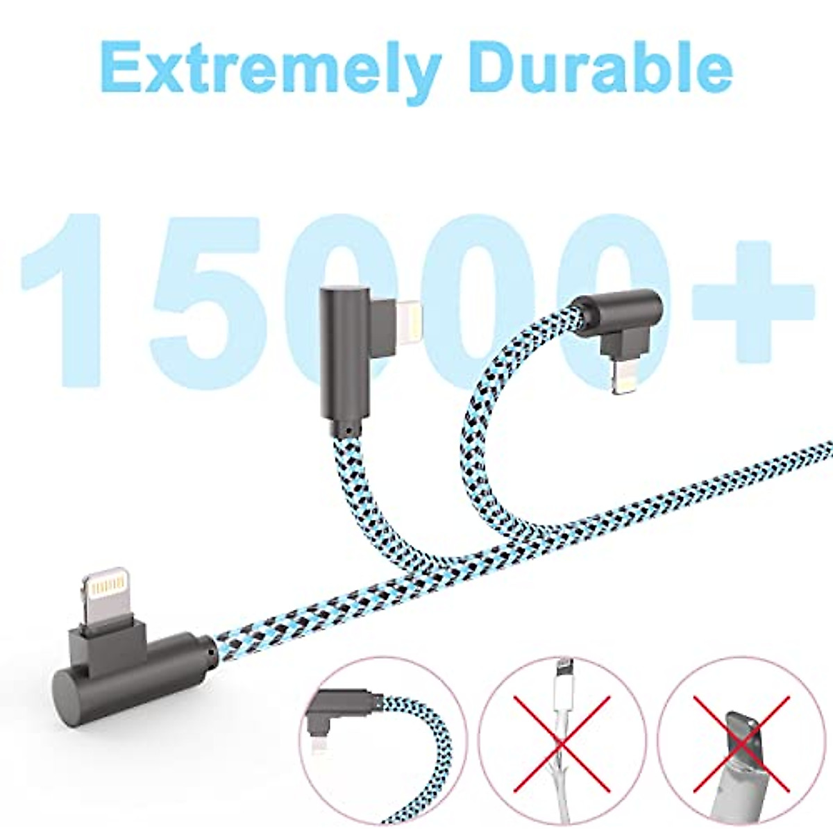 iPhone Charger 10 ft Lightning Cable [Apple MFi Certified] 90 Degree 3 Pack iPhone Charging Cable Long iPhone 13 Charger Nylon Braided for iPhone 14/13/12/11 Pro MAX/XR/XS/8/7/Plus/6S/SE/iPad