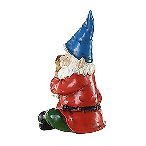 Garden Gnome Statue Decor Outdoor Resin Statues,Spirit Carried A Squirrel Ornaments for Outdoor Garden Patio Lawn Decor