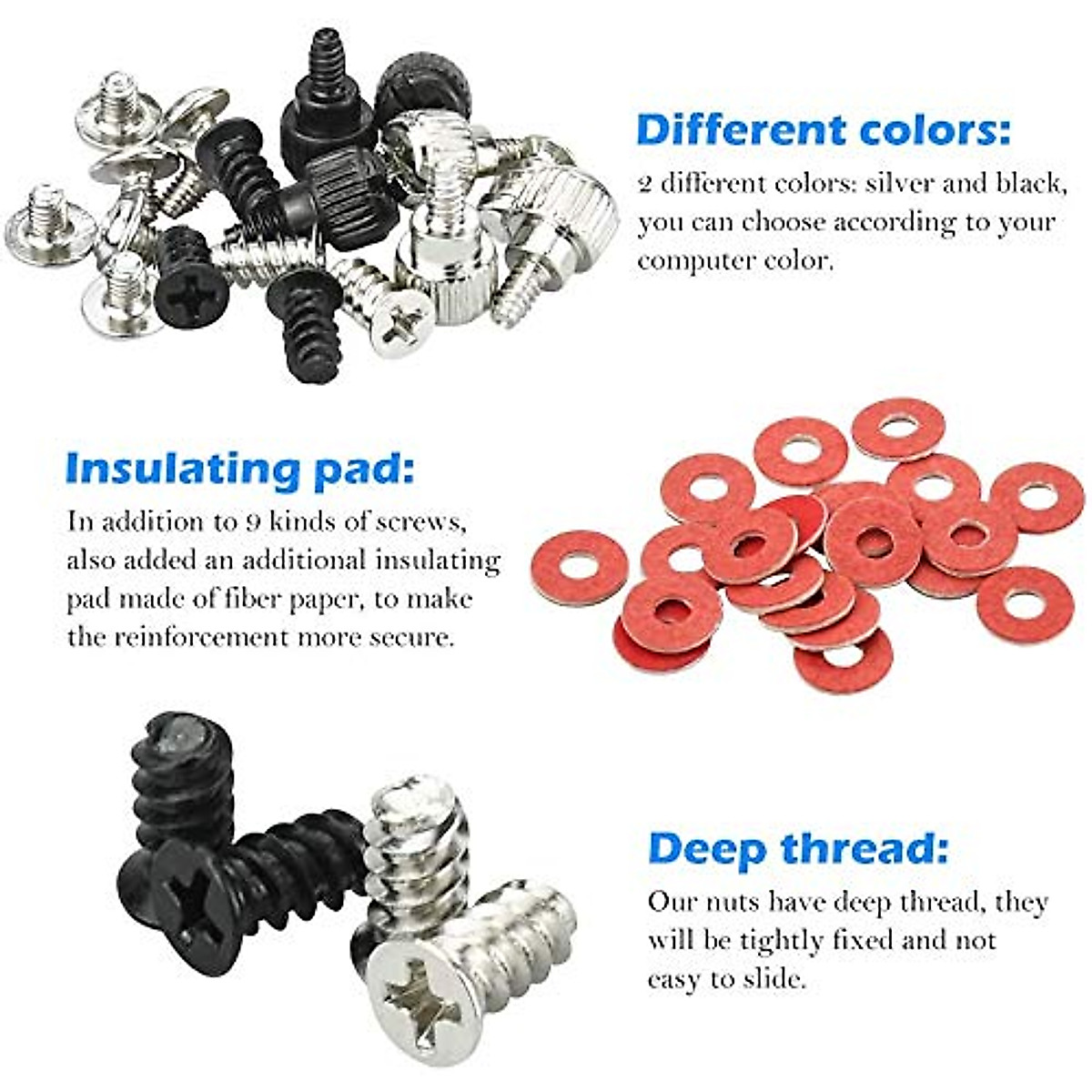 Life-Q 228PCS Personal Computer Screw Standoffs Set Kit, M3/M3.5/M5 Laptop Screws for Hard Drive Computer Case Motherboard Fan Power Graphics CD-ROM