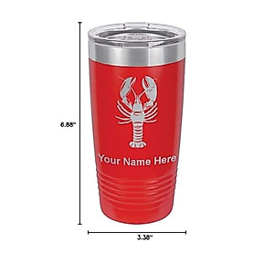 LaserGram 20oz Vacuum Insulated Tumbler Mug, Lobster, Personalized Engraving Included (Red)