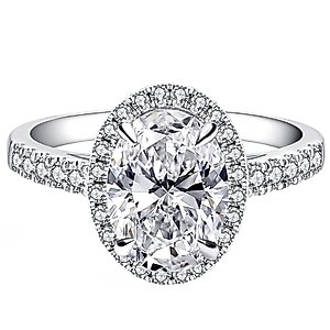 TIANYU GEMS Oval Engagement Ring, 3.0 Carat S925 Sterling Silver GHI VVS Moissanite Rings for Women with 18K White Gold Plated Wedding Rings for Women Memorial Day Dress Costume Proposal (6)