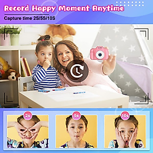 CL FUN Kids' Camera - HD Digital Video Camera for Girls & Boys Age 3-12, Portable Selfie Toy with 32GB Card - Perfect for Christmas & Birthday Gifts (Pink)