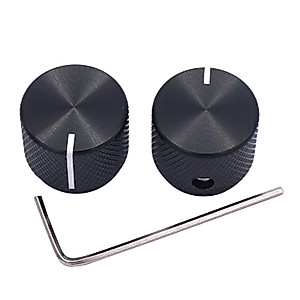 Taiss 2pcs Guitar Knob,Black Aluminum Rotary Electronic Control Potentiometer Knob,Volume Control Knob,Audio knob,Electric Guitar Knob,Switch Knob,20mm Dia. x 17mm Height for 6 mm Diameter Shaft