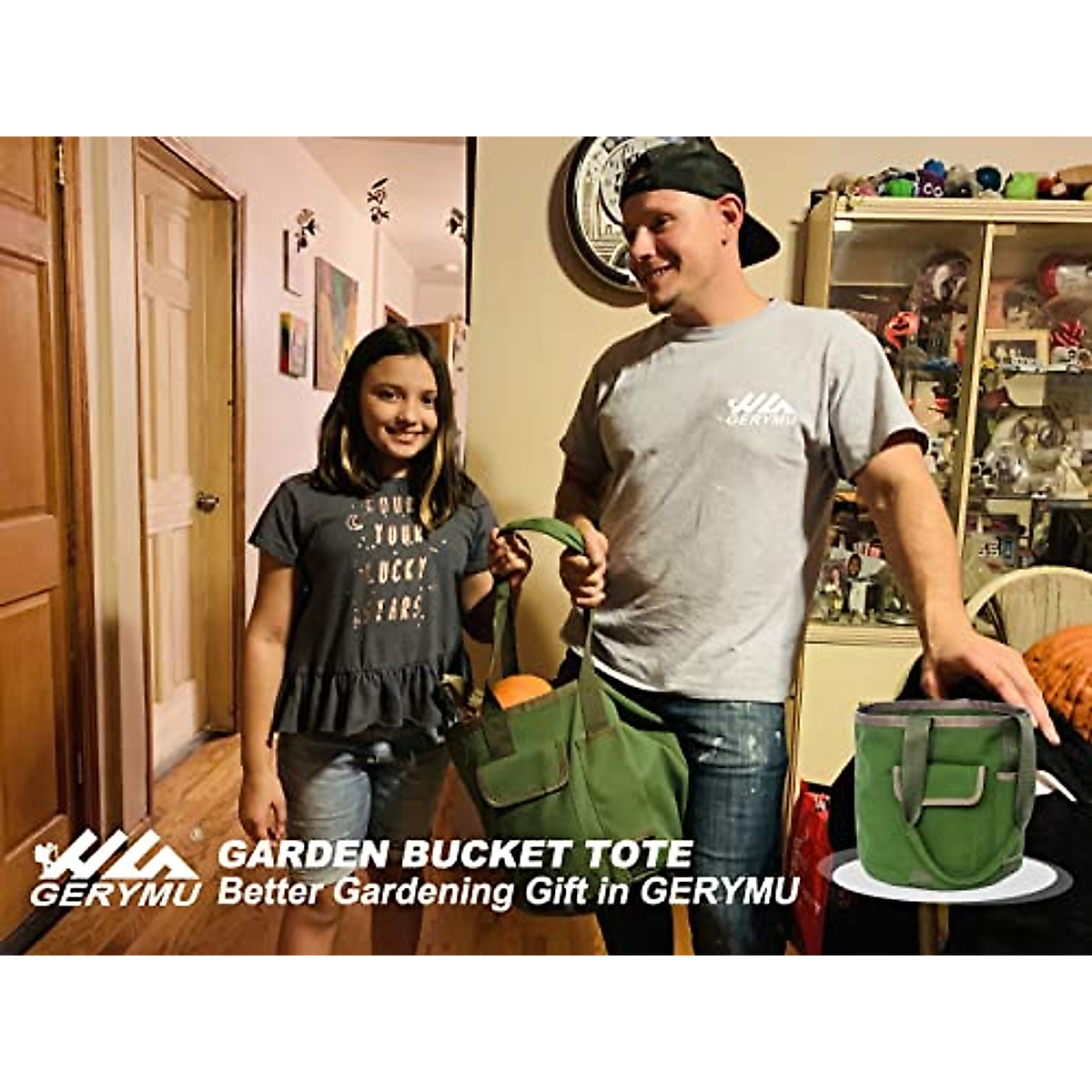 Garden Tools Bucket Bag,Gardening Organizer Tote for 5 Gallon Buckets with Pockets,Garden Bags for Tools Garden Caddy Great Sturdy Canvas Tool Storage Set for Women Men Gardener (Bag Only/No Tools)