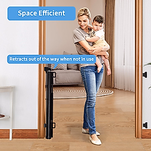 Veraste Retractable Baby Gate,Mesh Baby Gate or Mesh Dog Gate,33" Tall,Extends up to 55" Wide,Child Safety Gate for Doorways, Stairs, Hallways, Indoor/Outdoor（Black,33"x55"