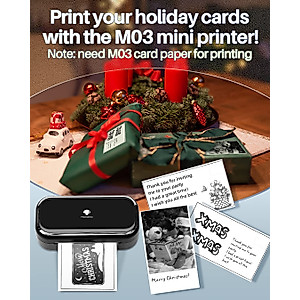 Memoqueen M03 pocket printer - Mini Thermal Printer Bluetooth Mobile Portable Printer Sticky Note Printer Photo Printer, Compatible With 53mm(2inch)/80mm(3inch) Paper, Best for notes, photo&list,white