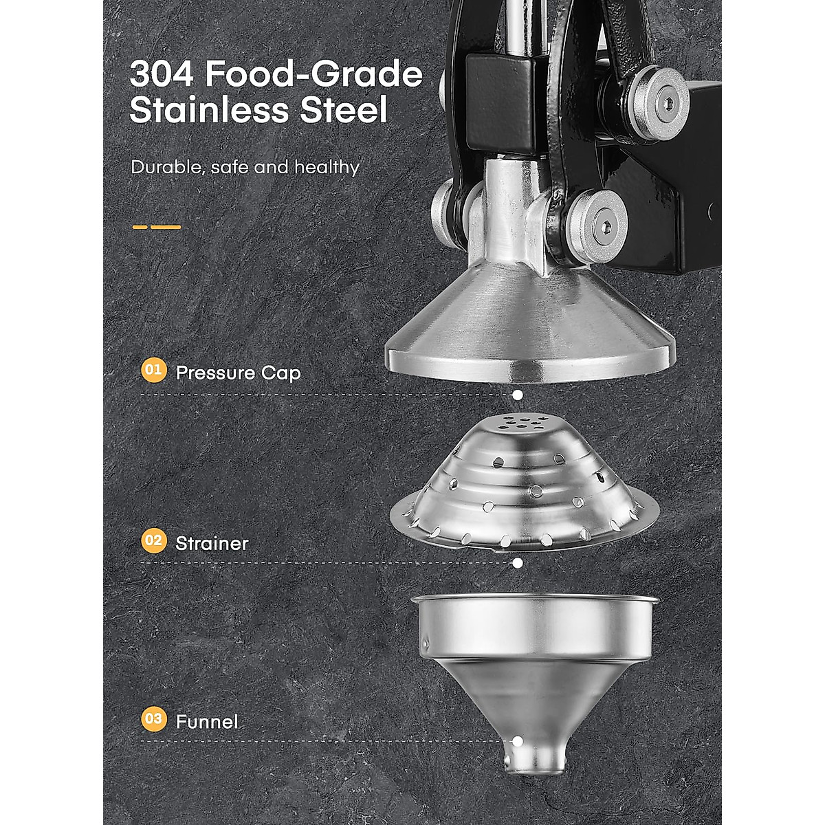 FOHERE Orange Juicer Squeezer, Cast Iron Lemon Squeezer, Commercial Citrus Juicer Hand Press for Orange, Lemon, Pomegranate, Grapefruit, Easy to Clean Citrus Squeezer with a Stainless Steel Cup