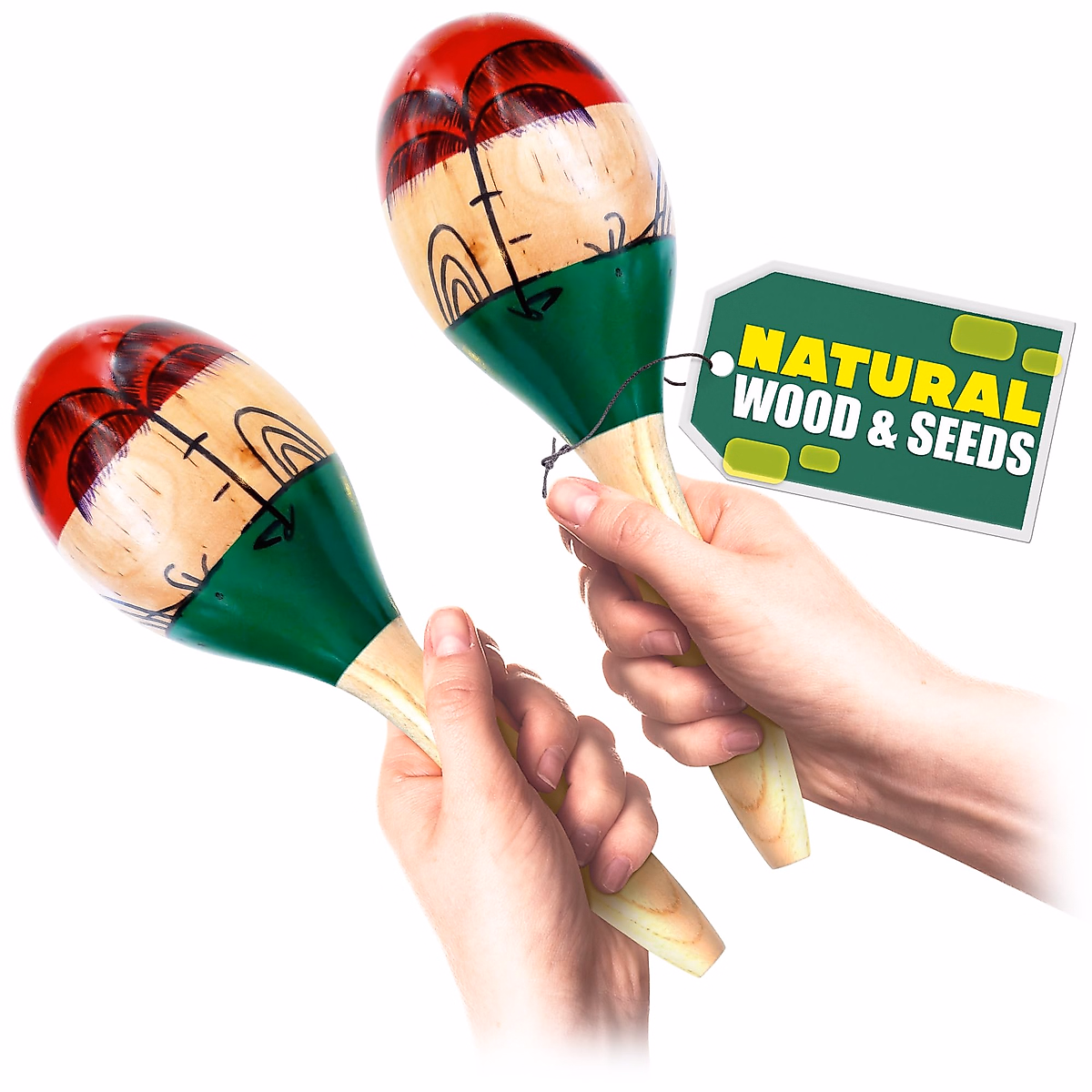 2Pcs Professional Maracas Musical Instruments - Mexican Wood Maracas ...